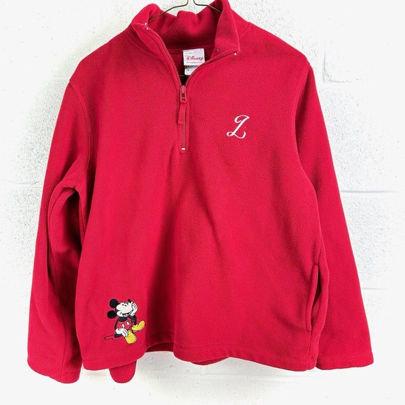Disney | Sweaters | Disney Store Mickey Mouse Fleece Pullover 4 Zip Red ...